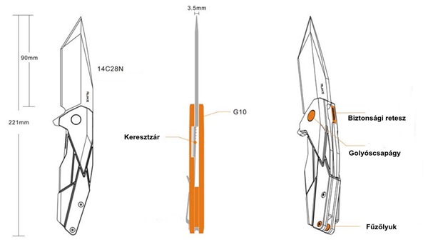 Ruike Tanto Safety Plus egykezes bicska, fekete, P138-B - Férfias ...